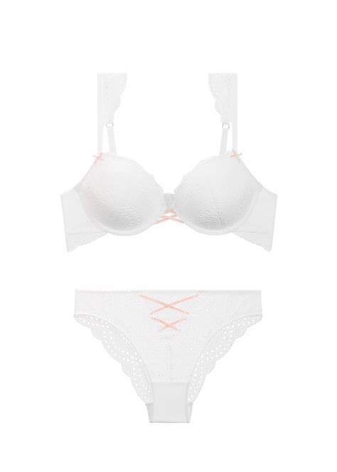 White Lace Lingerie Set Push Up Bra And Briefs Ucalingerie