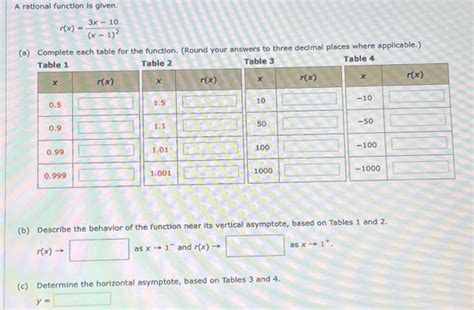 Solved A Rational Function Is Given A Complete Each Table