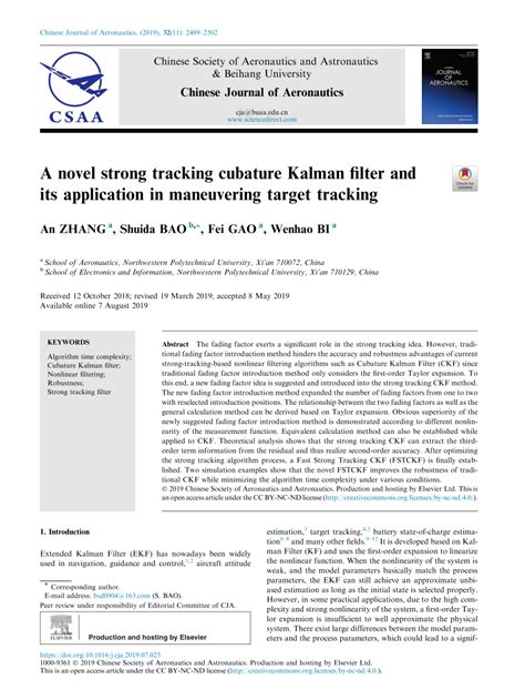 Pdf A Novel Strong Tracking Cubature Kalman Filter And Its