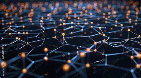 Technological Network Structure With A Deep Black Background Highlighted By Glowing Nodes And