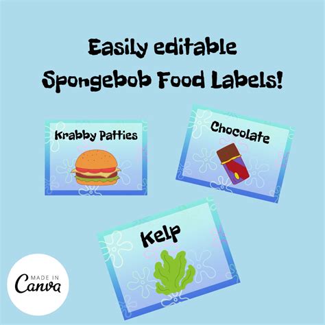 Free Printable Spongebob Food Labels