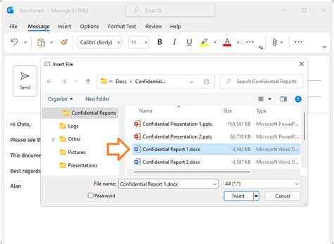how to secure ms outlook attached files