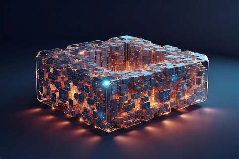 Premium Photo Blockchain Digital Illuminated Shape Big Data Node Base