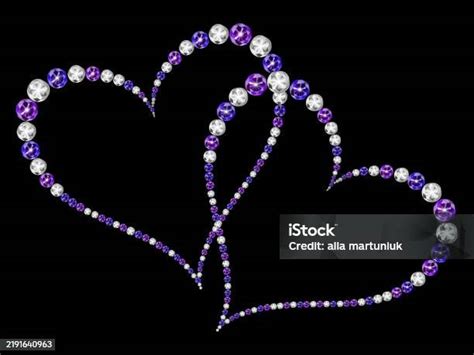 럭셔리한 보석 다이아몬드 2개 러브 하트 셰이프 발렌타인 데이 생일 휴일 축하 등을 위한 우아한 보석 디자인 벡터 10 3차원 형태에 대한 스톡 벡터 아트 및 기타 이미지
