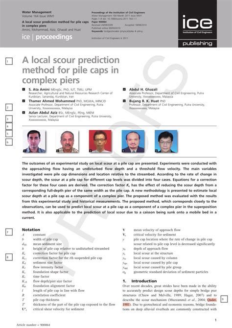 Pdf A Local Scour Prediction Method For Pile Caps In Complex Piers
