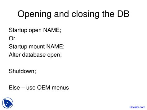 opening and closing the db buisness management lecture slides docsity