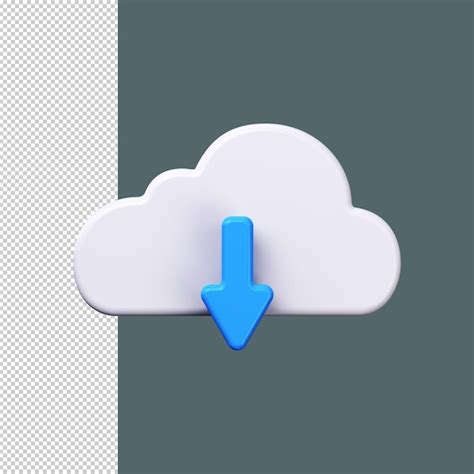 Premium Psd 3d Loading Icon Cloud Symbol With Down Sign