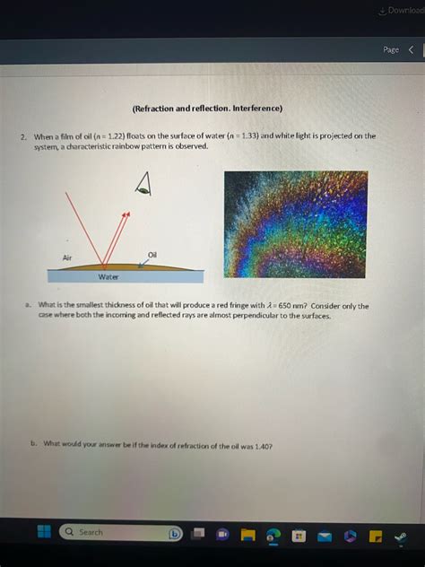 Solved Refraction And Reflection Interference 2 When A