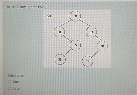 solved is the following tree bstselect one truefalse