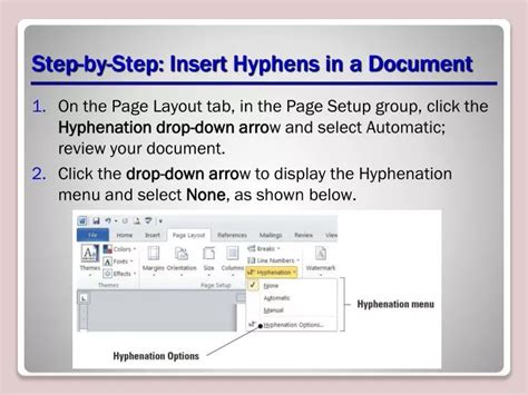 Ppt Step By Step Insert Hyphens In A Document Powerpoint