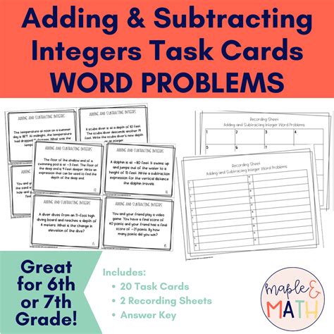 multiplying and dividing integers word problems task cards classful
