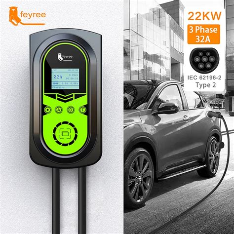 Evse 월박스 Ev 충전기 3 상 전기 자동차 충전 스테이션 타입 2 어댑터 Iec62196 2 5m 케이블 포함 22kw 32a Aliexpress