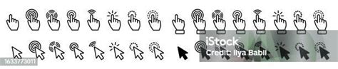 Cursor Iconsclickable Cursor Icons Pointer Mouse Cursor Clicking Hand Pointing Gestures Stock