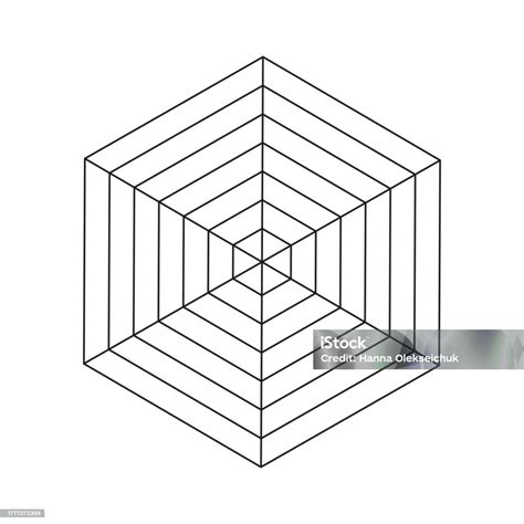 레이더 또는 스파이더 다이어그램 템플릿입니다 빈 레이더 차트입니다 통계 및 분석을 위한 다이어그램 육각형 단순 평면 그래프입니다