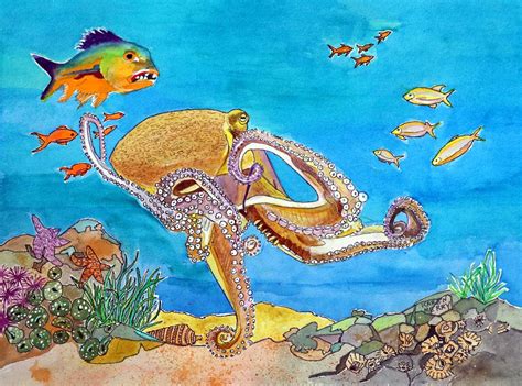 Giant Pacific Octopus Ii Whimsical Vibrant And Colorful Art