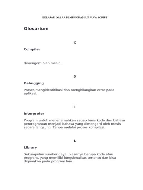 Belajar Dasar Pemrograman Java Script Pdf