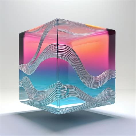 Premium Photo Multicolored Glass Cube On Table