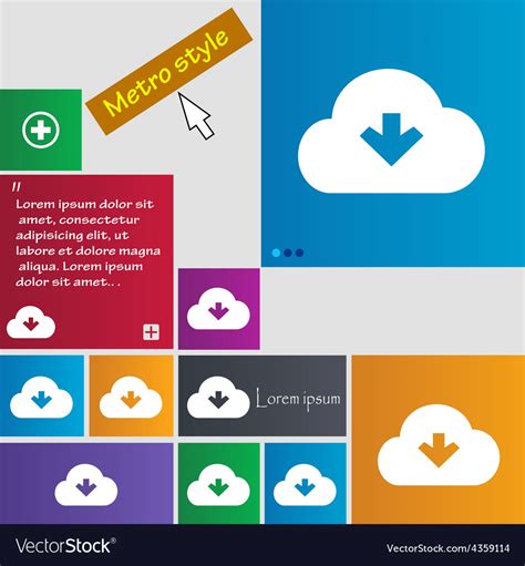 Download From Cloud Icon Sign Metro Style Buttons Vector Image
