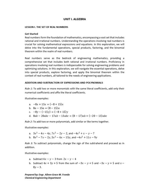 addition and subtraction of expressions and polynomials pdf