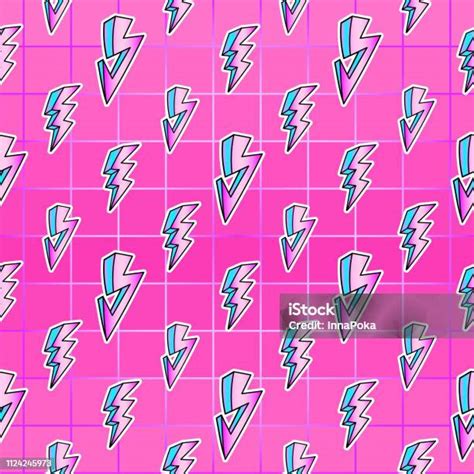 번개가 완벽 한 패턴입니다 밝은 분홍색 배경 천둥 조명 배경 화면입니다 0명에 대한 스톡 벡터 아트 및 기타 이미지 0명