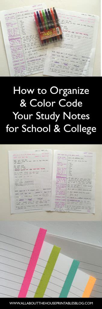 How To Organize And Color Code Your Notes For Babe College Or University All About Planners
