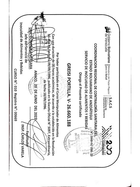 Certificado De Salud Pdf