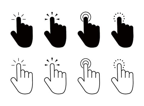 Premium Vector Click Finger Icon Set Hand Touching Of Cursor Choose
