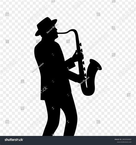 Vector Illustration Man Playing Saxophone Silhouette Stock Vector Royalty Free 2453516397