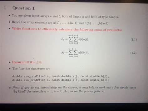 Solved 1 Question 1 You Are Given Input Arrays A And B