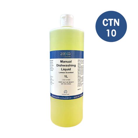 2 307 01000 Zexa Manual Dishwashing Detergent Lemon 1l Ctn 10 Zexa Clean Fast Clean Safe