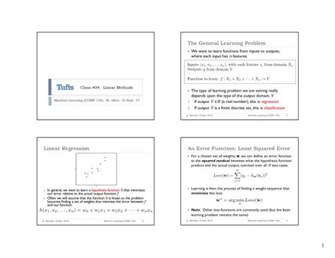 [ppt] linear regression an error function least squared error } for