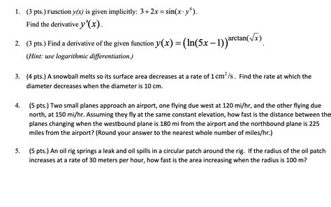 Solved 3 ﻿pts ﻿function Yx ﻿is Given Implicitly