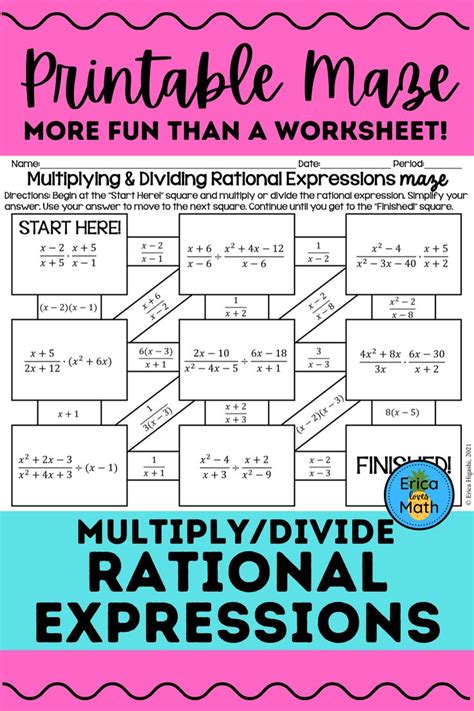Multiplying And Dividing Rational Expressions Activity Maze Rational Expressions Solving