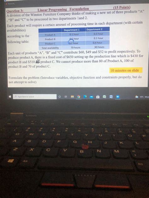 Solved Question 3 Linear Programing Formulation 15 Points