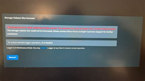 Arcsight Logger Error Unexpected Error While Updating Storage Volume