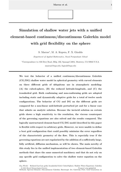 Pdf Simulation Of Shallow Water Jets With A Unified Element Based Continuous Discontinuous