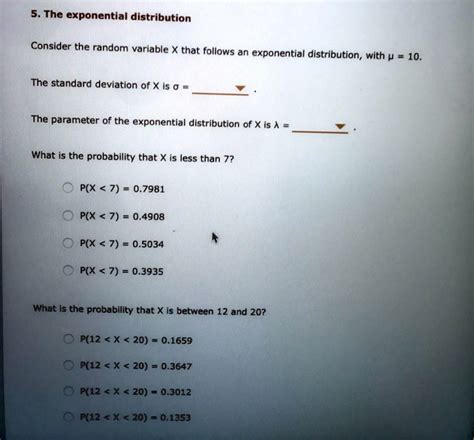 5 The Exponential Distribution Consider The Random Variable X That
