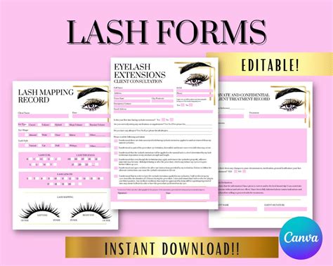 Lash Extension Consultation Forms Pdf Canva Eyelash Forms Lash