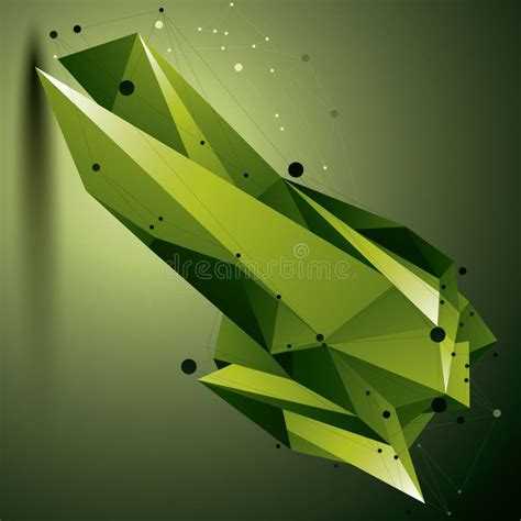 3d Vector Abstract Design Object Green Polygonal Complicated Figure