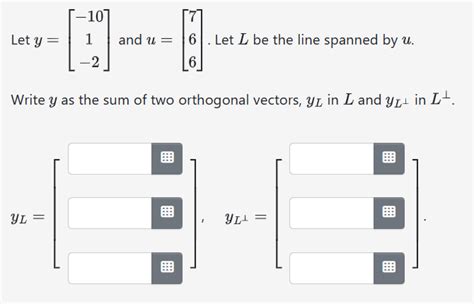 solved let y [ 101 2] ﻿and u [766] ﻿let l ﻿be the line