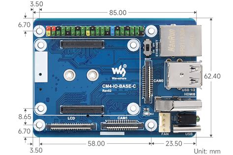 waveshare mini base board c for raspberry pi compute module 4 robotshop
