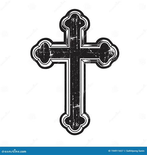 Christian Cross Wing Vector Drawing Blak Illustration Stock Vector