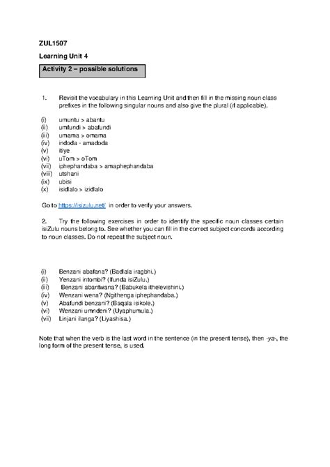 zul1507 learning unit 4 activities and solutions zul learning unit 4