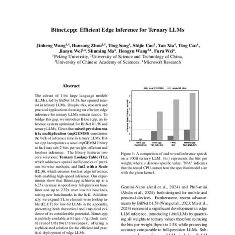 Bitnetcpp Efficient Edge Inference For Ternary Llms Acl Anthology