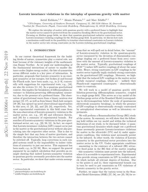Pdf Lorentz Invariance Violations In The Interplay Of Quantum Gravity