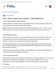 FAQ Intro To Supervised Learning Linear Regression Explained Course Hero