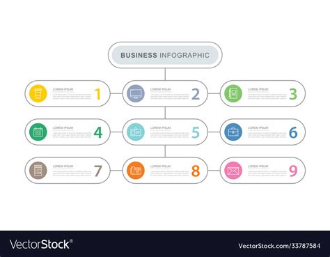 9 Data Infographics Tab Index Template With Thin Vector Image