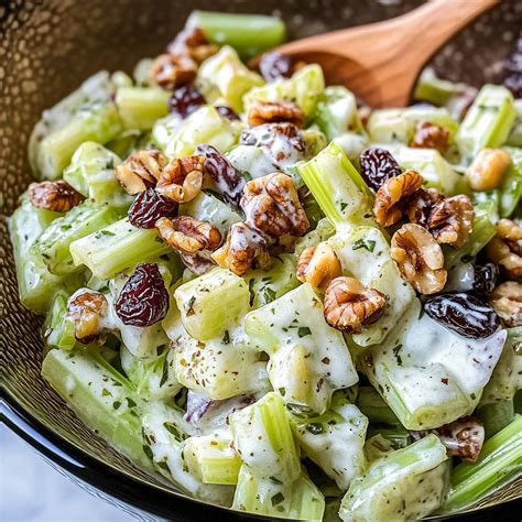 Creamy Celery Salad With Walnuts And Raisins