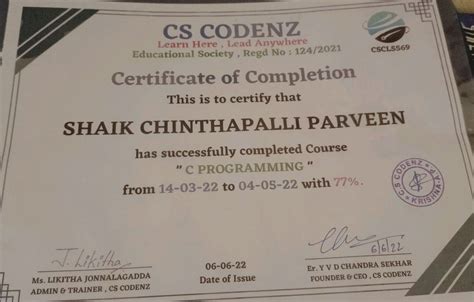Shaik Chinthapalli Parveen On Linkedin C Cdeveloper Cscodenz
