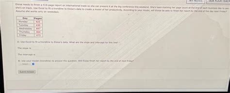 Solved Assume She Works Only On Weekdays A Use Excel To Fit